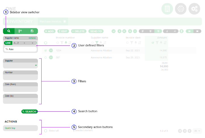 The Search View - ONE Framework